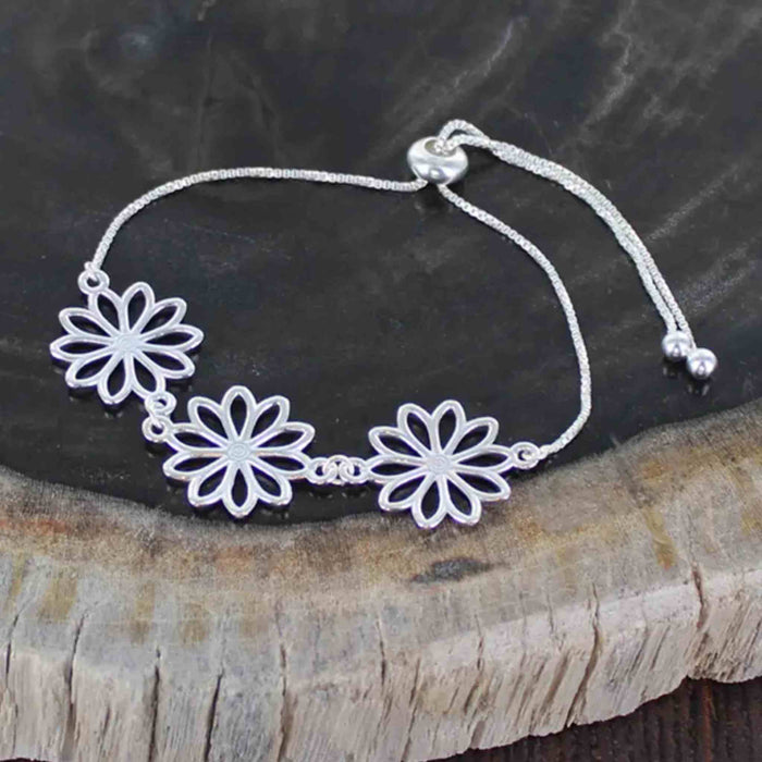 Adjustable Triple Flower Bracelet | Silver-Plate – Webb Street Company